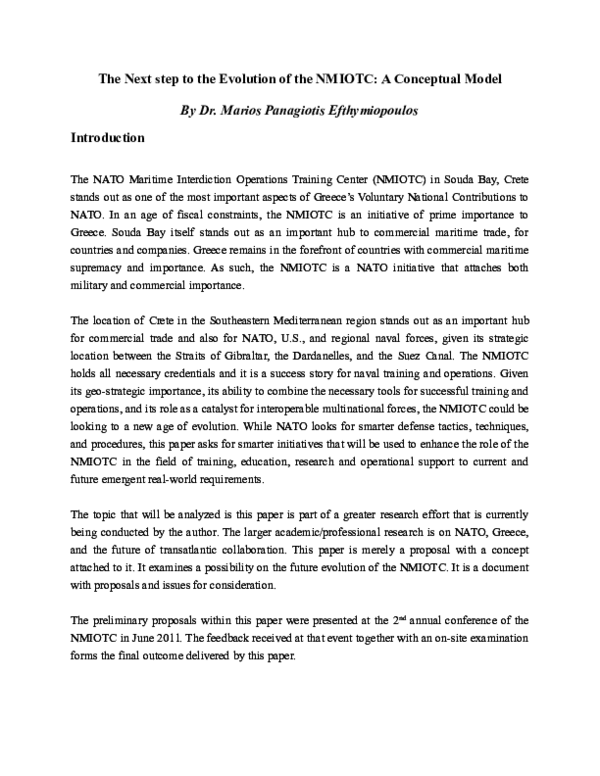 (DOC) the Next Step to the conceptual development of the NMIOTC