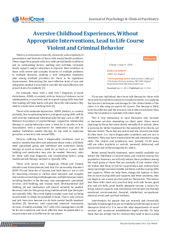 (PDF) Aversive Childhood Experiences, Without Appropriate Interventions ...