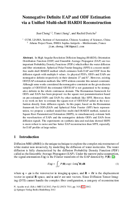 Pdf Nonnegative Definite Eap And Odf Estimation Via A Unified Multi
