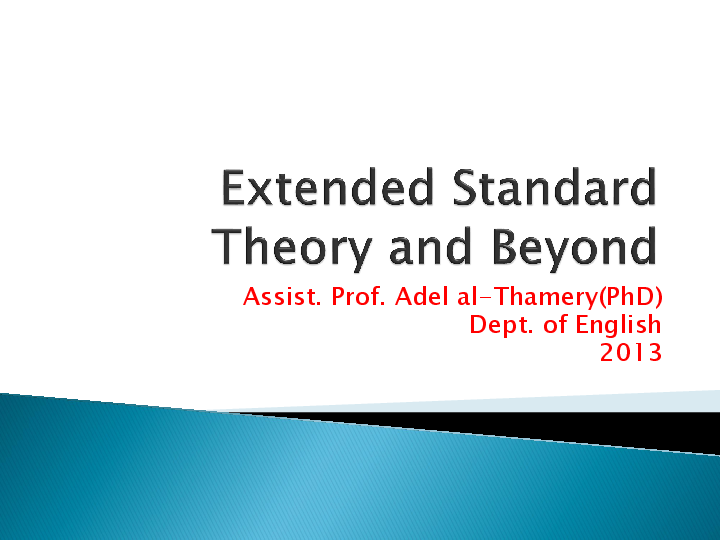 (PPT) Revised Extended Standard Theory