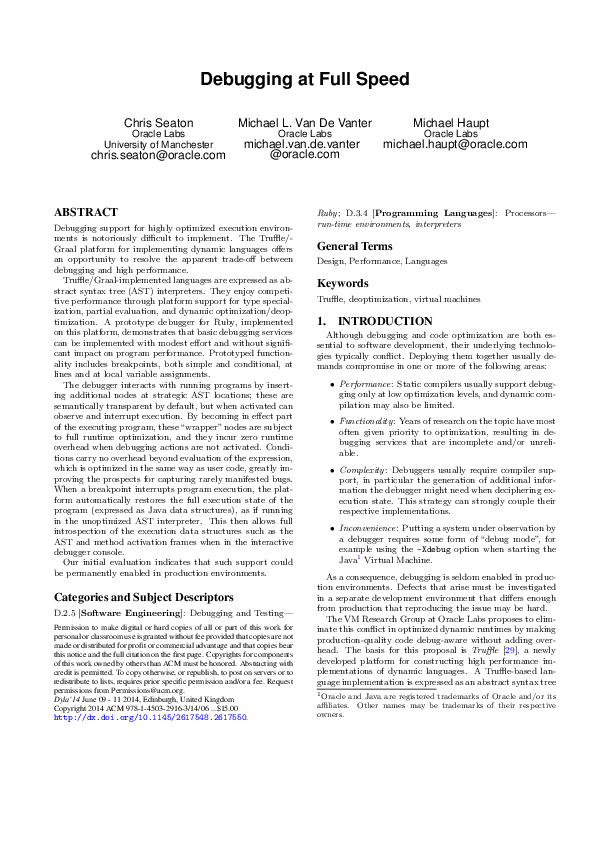 (PDF) Debugging at Full Speed