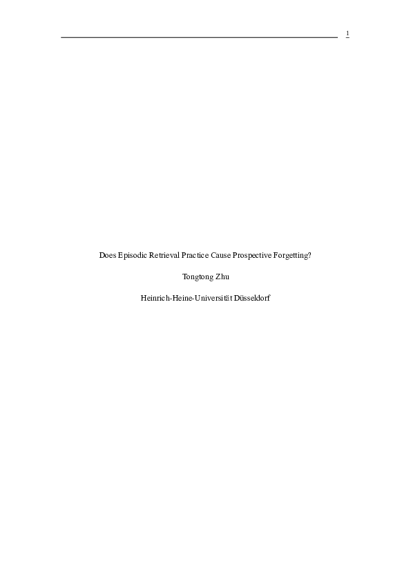 (PDF) Does Episodic Retrieval Practice Cause Prospective Forgetting?