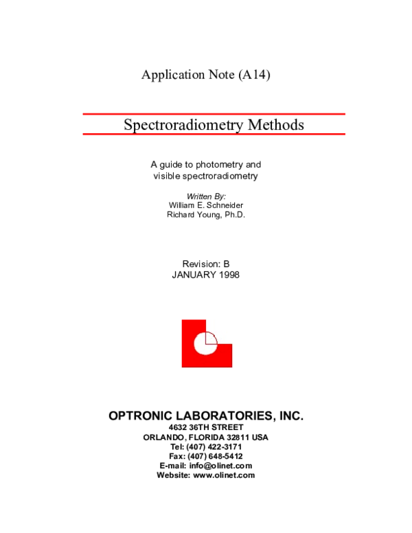 (PDF) Application Note (A14) A guide to photometry and visible ...