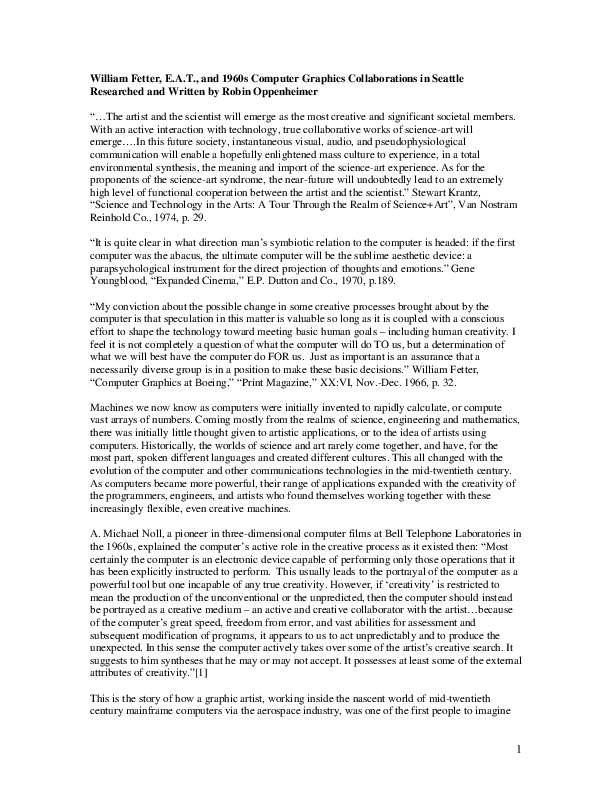 William Fetter, E.A.T., and 1960s Computer Graphics Collaborations in ...