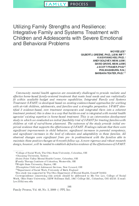 (PDF) Utilizing family strengths and resilience: Integrative Family and ...