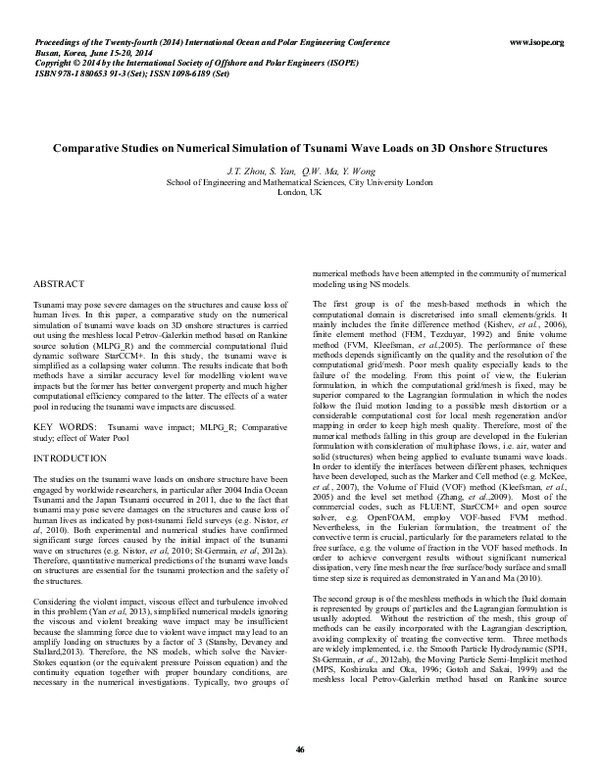 (PDF) Comparative Studies on Numerical Simulation of Tsunami Wave Loads on 3D onshore structure