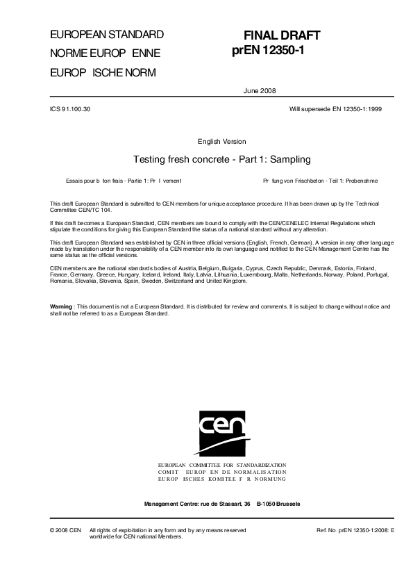 (PDF) Testing fresh concrete -Part 1: Sampling