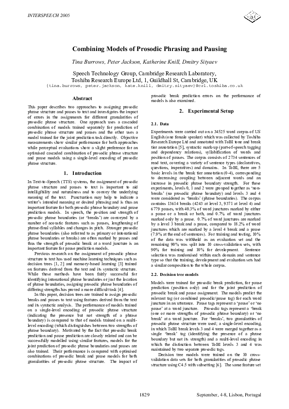 (PDF) Combining models of prosodic phrasing and pausing | Katherine ...