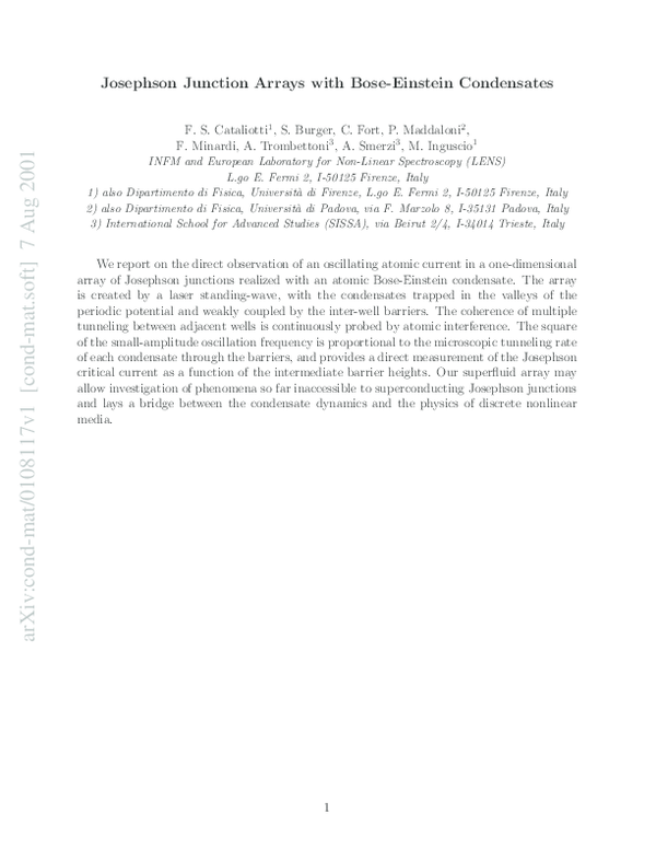 (PDF) Josephson Junction Arrays with Bose-Einstein Condensates