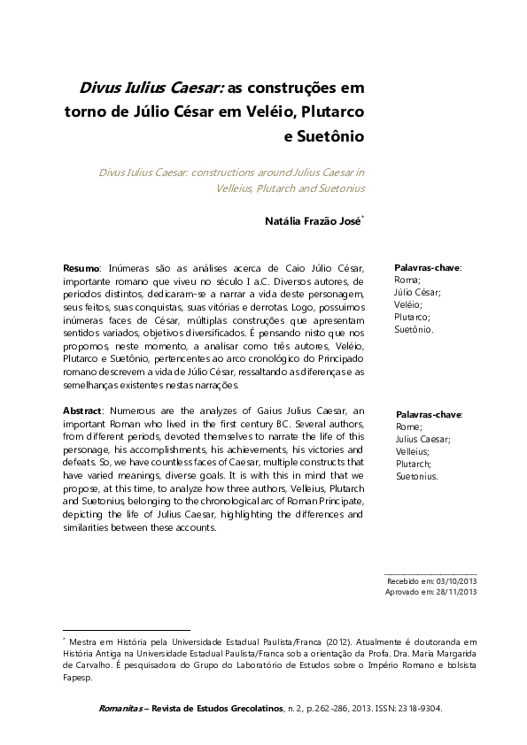(PDF) Divus Iulius Caesar: as construções em torno de Júlio César em ...