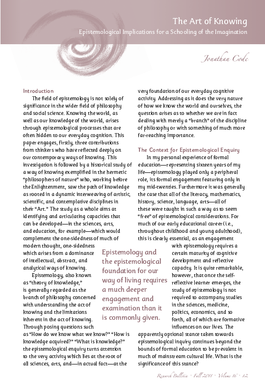 (PDF) The Art of Knowing