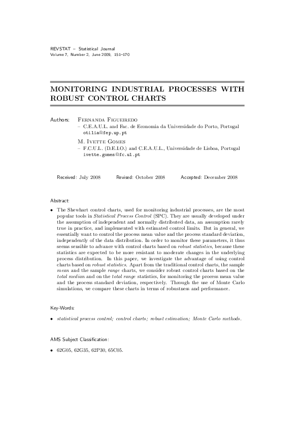 (PDF) MONITORING INDUSTRIAL PROCESSES WITH ROBUST CONTROL CHARTS