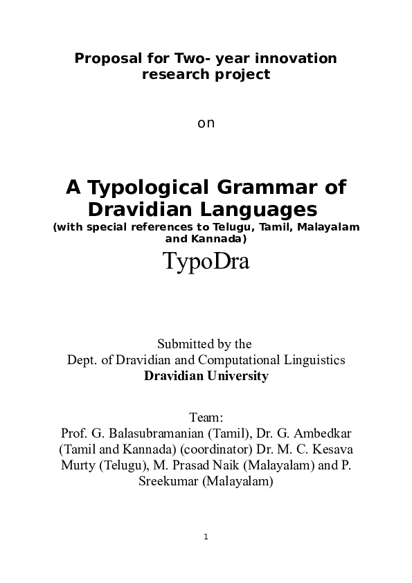 (DOC) A Typological Grammar of Dravidian Languages