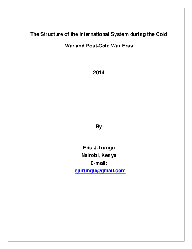 (PDF) The Structure of the International System during the Cold War and ...