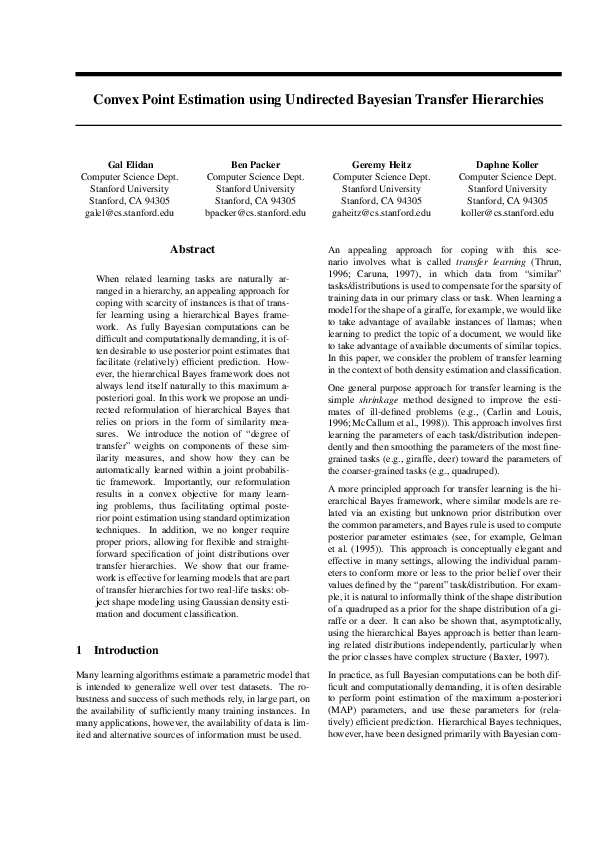 (PDF) Convex Point Estimation using Undirected Bayesian Transfer Hierarchies