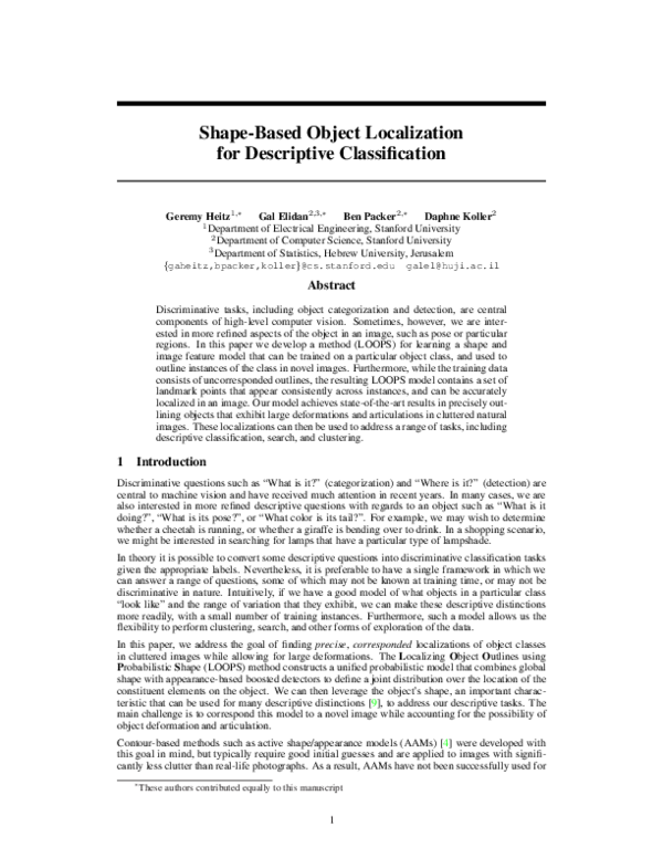 Pdf Shape Based Object Localization For Descriptive Classification