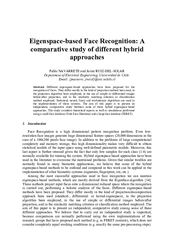 (PDF) Eigenspace-based Face Recognition: A comparative study of different hybrid approaches ...