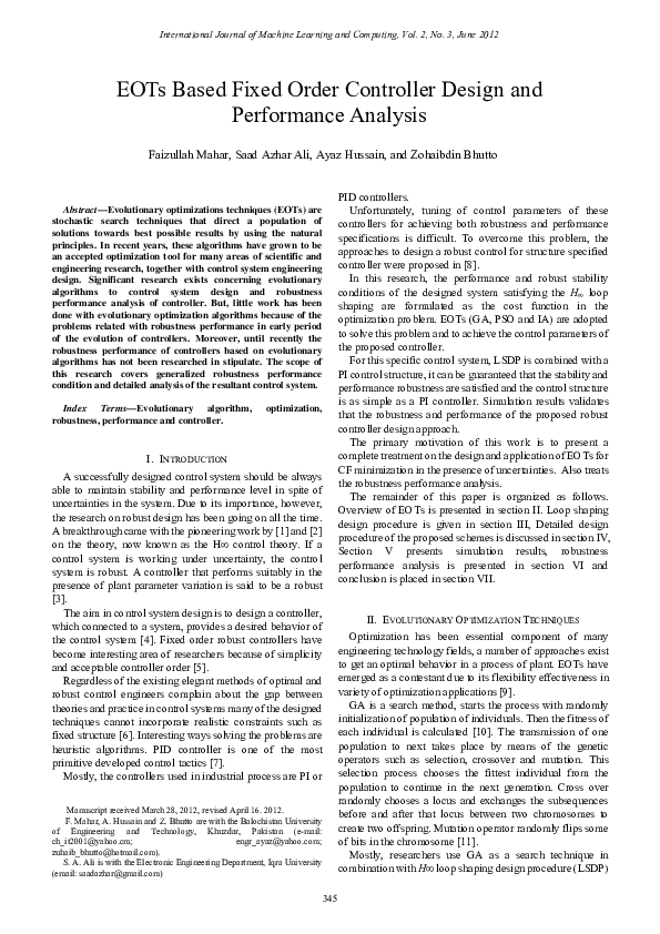 (PDF) EOTs Based Fixed Order Controller Design and Performance Analysis