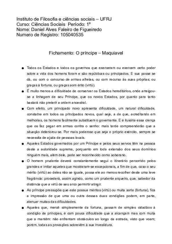 (DOC) Fichamento O Principe
