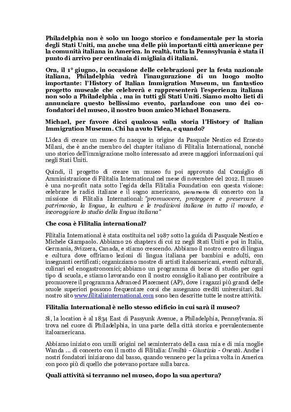(DOC) Intervista a Michael Bonasera