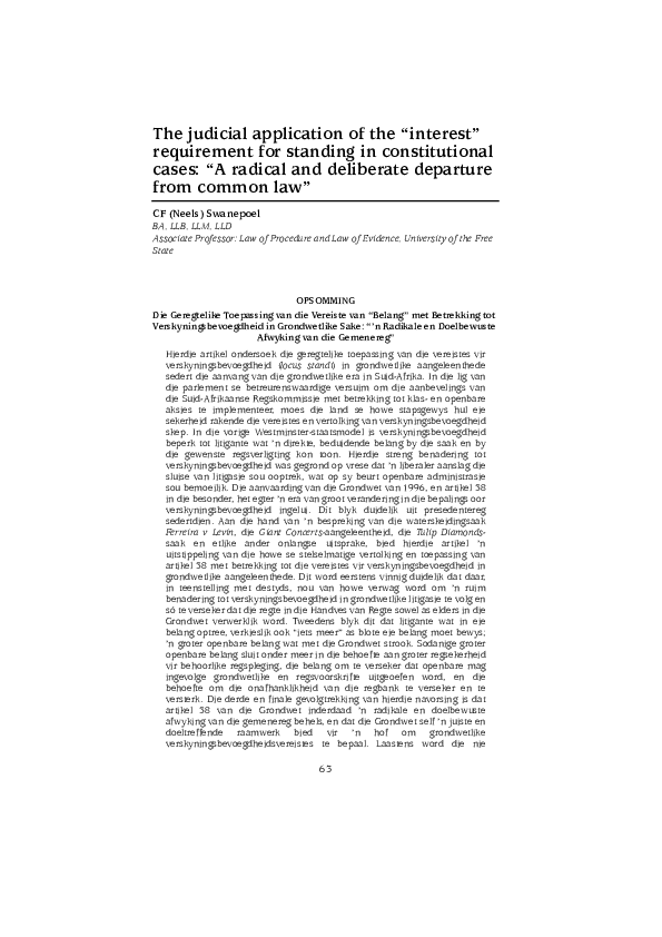 (PDF) The judicial application of the “interest”