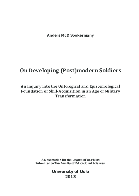 (PDF) On Developing (Post)modern Soldiers: An inquiry into the ...