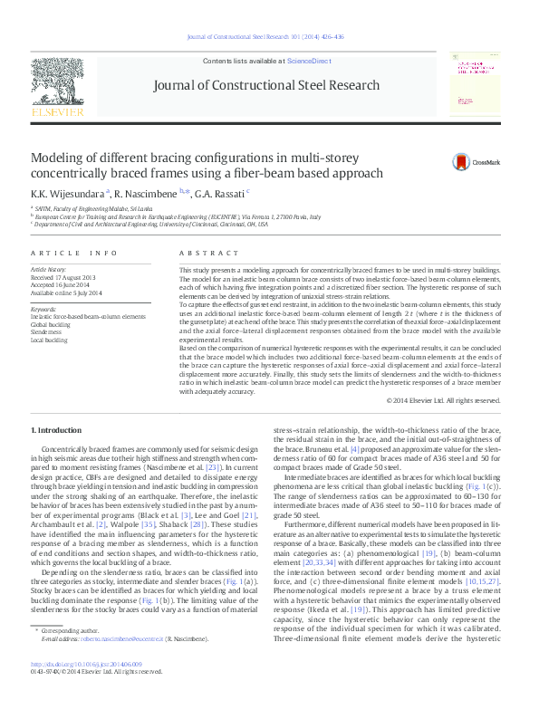 (PDF) Modeling of different bracing configurations in multi-storey concentrically braced frames ...