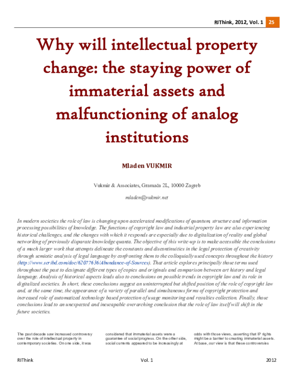 (PDF) Why will intellectual property change: the staying power of ...