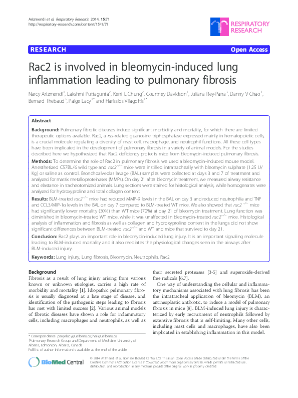 (PDF) Rac2 is involved in bleomycin-induced lung inflammation leading ...
