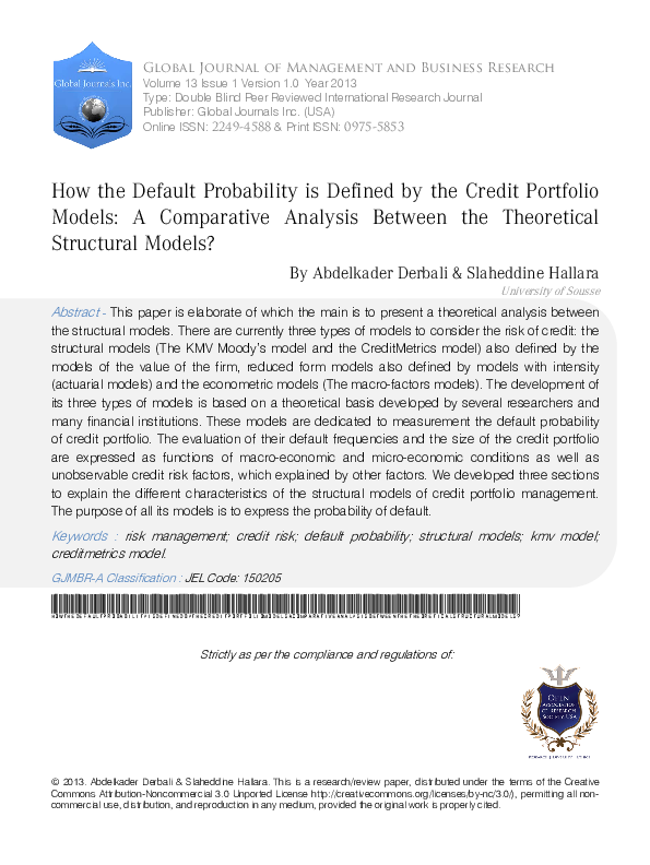 (PDF) How the Default Probability is Defined by the Credit Portfolio ...