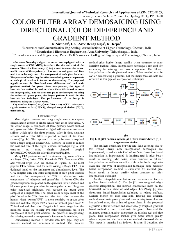 Pdf Color Filter Array Demosaicing Using Directional Color Difference And Gradient Method 