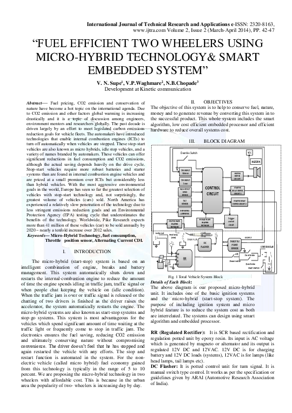 (PDF) Fuel Efficient Two Wheelers Using Micro Hybrid Technology Smart ...
