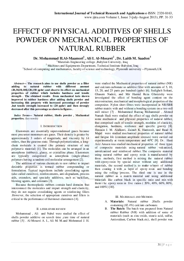 (PDF) Effect Of Physical Additives Of Shells Powder On Mechanical ...
