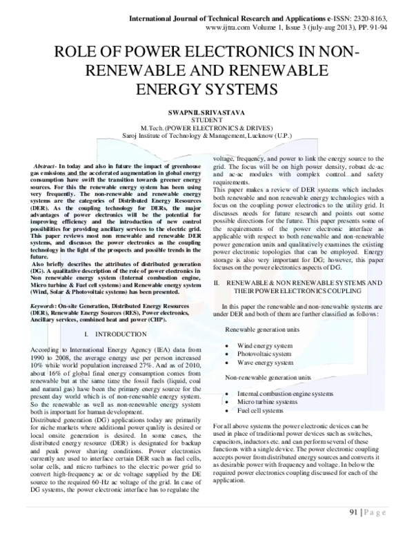 (PDF) Role Of Power Electronics In Non Renewable And Renewable Energy ...