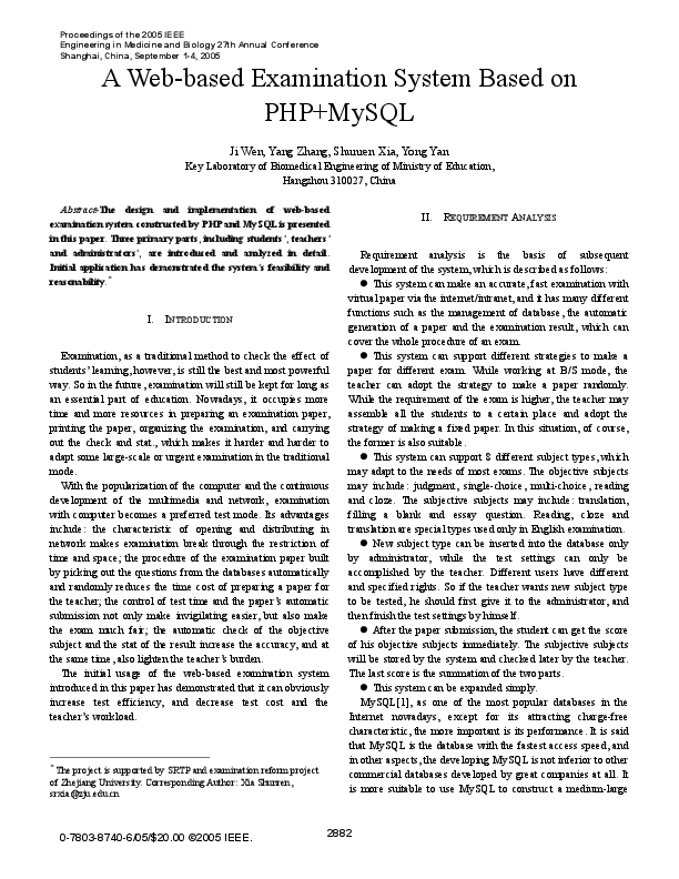 Pdf A Web Based Examination System Based On Php Mysql