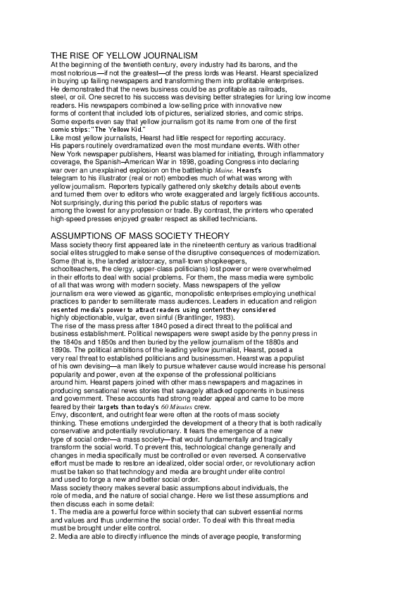 (DOC) THE RISE OF YELLOW JOURNALISM