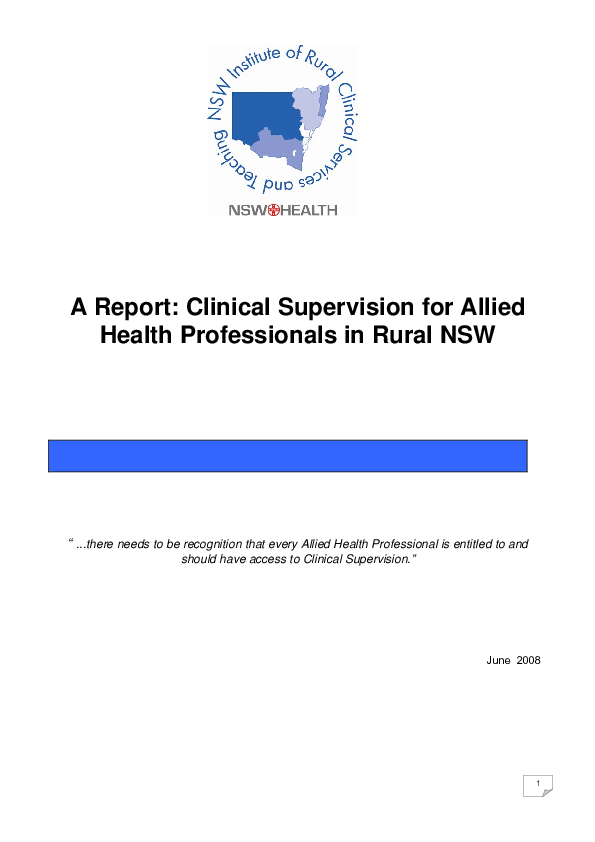 (PDF) A Report: Clinical Supervision for Allied Health Professionals in ...