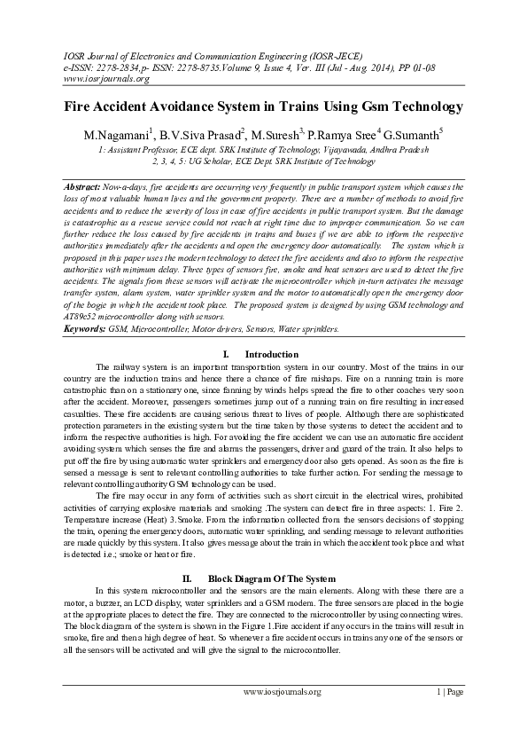 (PDF) Fire Accident Avoidance System in Trains Using Gsm Technology