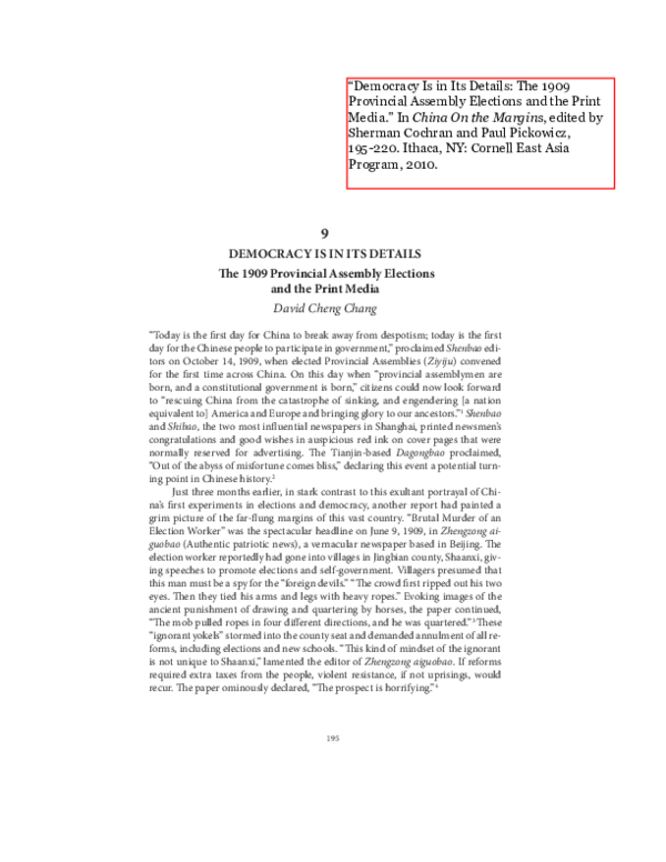 (PDF) “Democracy Is in Its Details: The 1909 Provincial Assembly ...