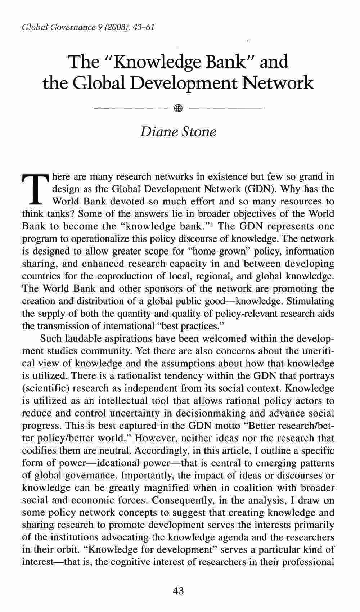 (PDF) The ‘Knowledge Bank’ and The Global Development Network’