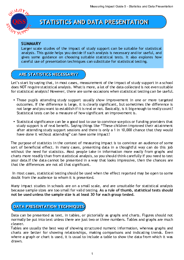 (PDF) Measuring Impact Guide 5 -Statistics and Data Presentation 1 ...