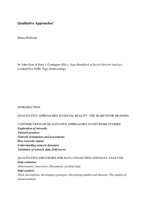 (PDF) QUALITATIVE APPROACHES TO SOCIAL REALITY: THE SEARCH FOR MEANING ...