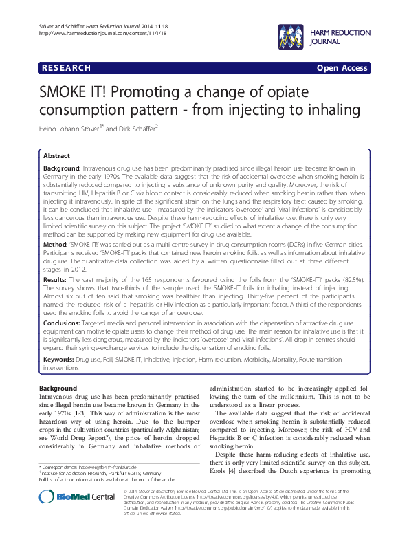(PDF) R SMOKE IT! Promoting a change of opiate consumption pattern ...