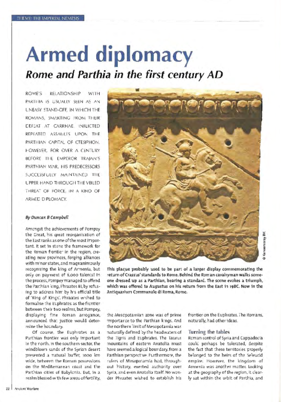 (PDF) Armed diplomacy: Rome and Parthia in the first century AD