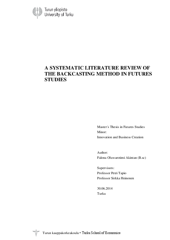 (PDF) Systematic Literature Review of The Backcasting Method in Futures ...