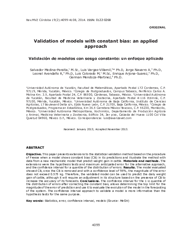 (PDF) Validation of models with constant bias: an applied approach