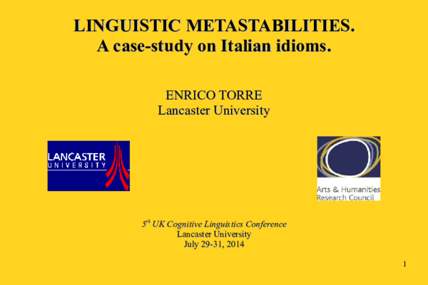(PDF) Linguistic Metastabilities. A Case-Study on Italian Idioms ...