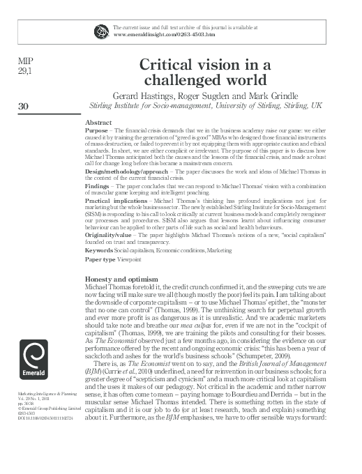 (PDF) Critical vision in a challenged world