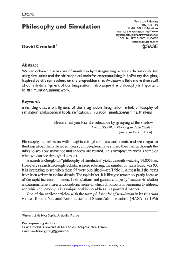 Philosophy and simulation