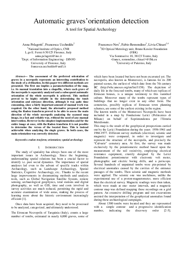 (PDF) Automatic graves' orientation detection - A tool for spatial archaeology